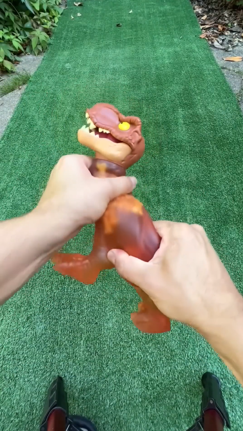 Inflating dino toys until they explode: giant dinosaur pop challenge