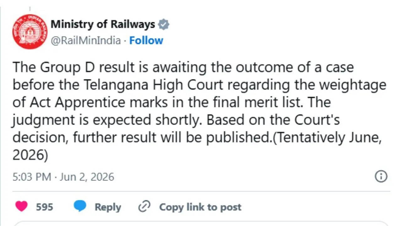 RRB Group D result 2026 delayed: Railway Ministry issues statement