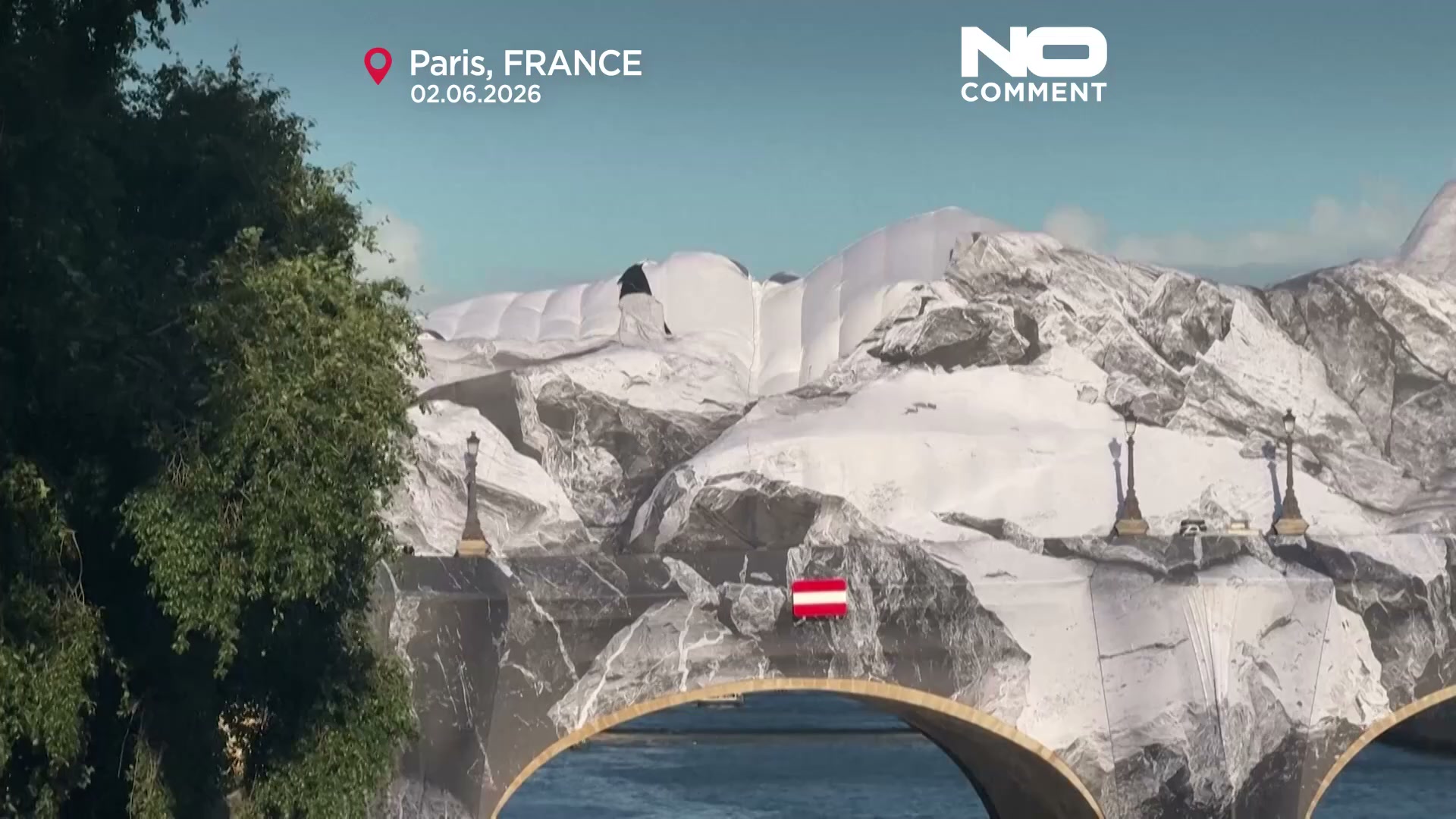 French artist JR's giant 'cave' installation in Paris appears damaged