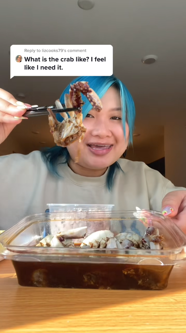 How to eat marinated crab mukbang