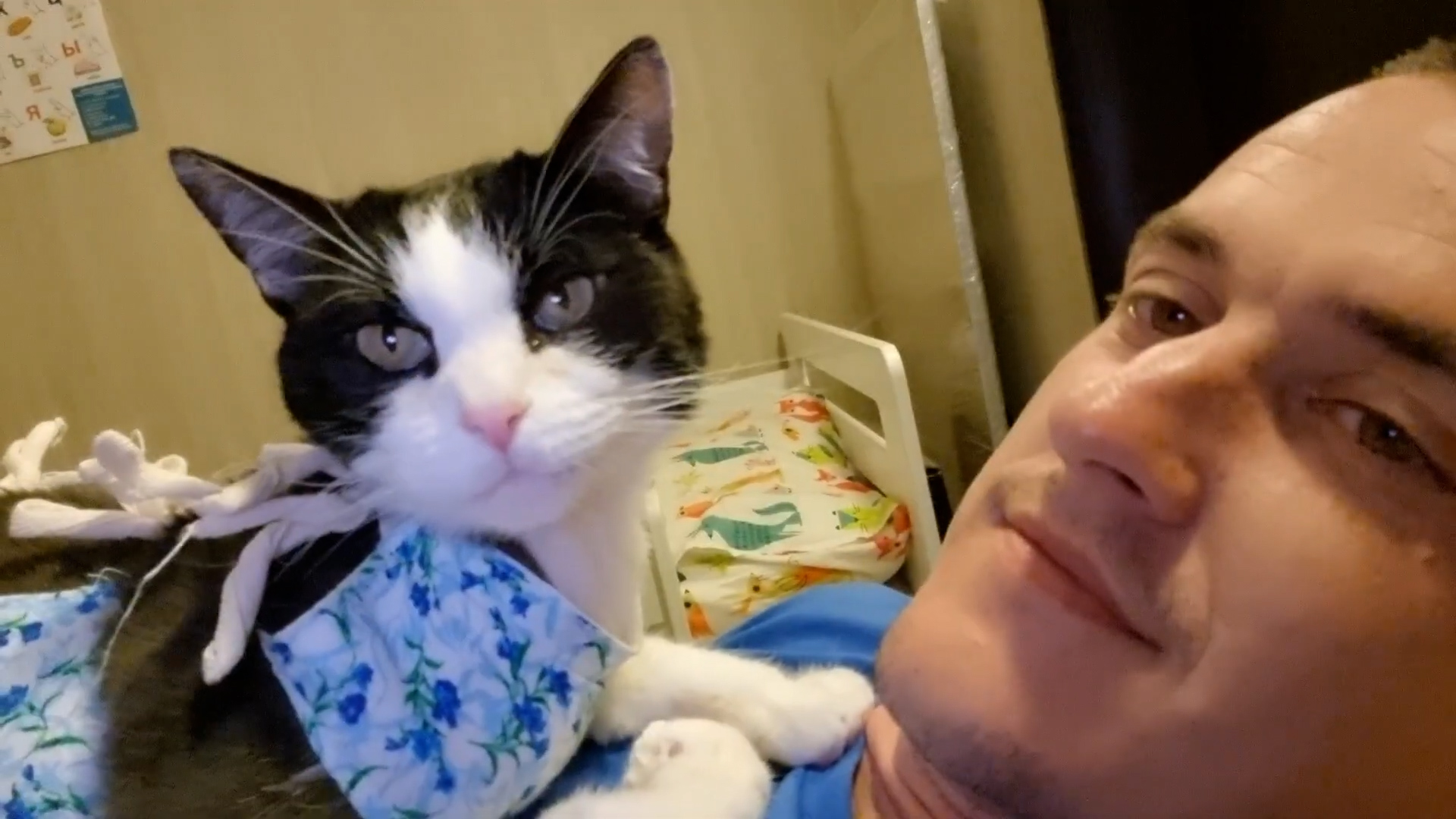 Kat wil niet van papa's zijde wijken