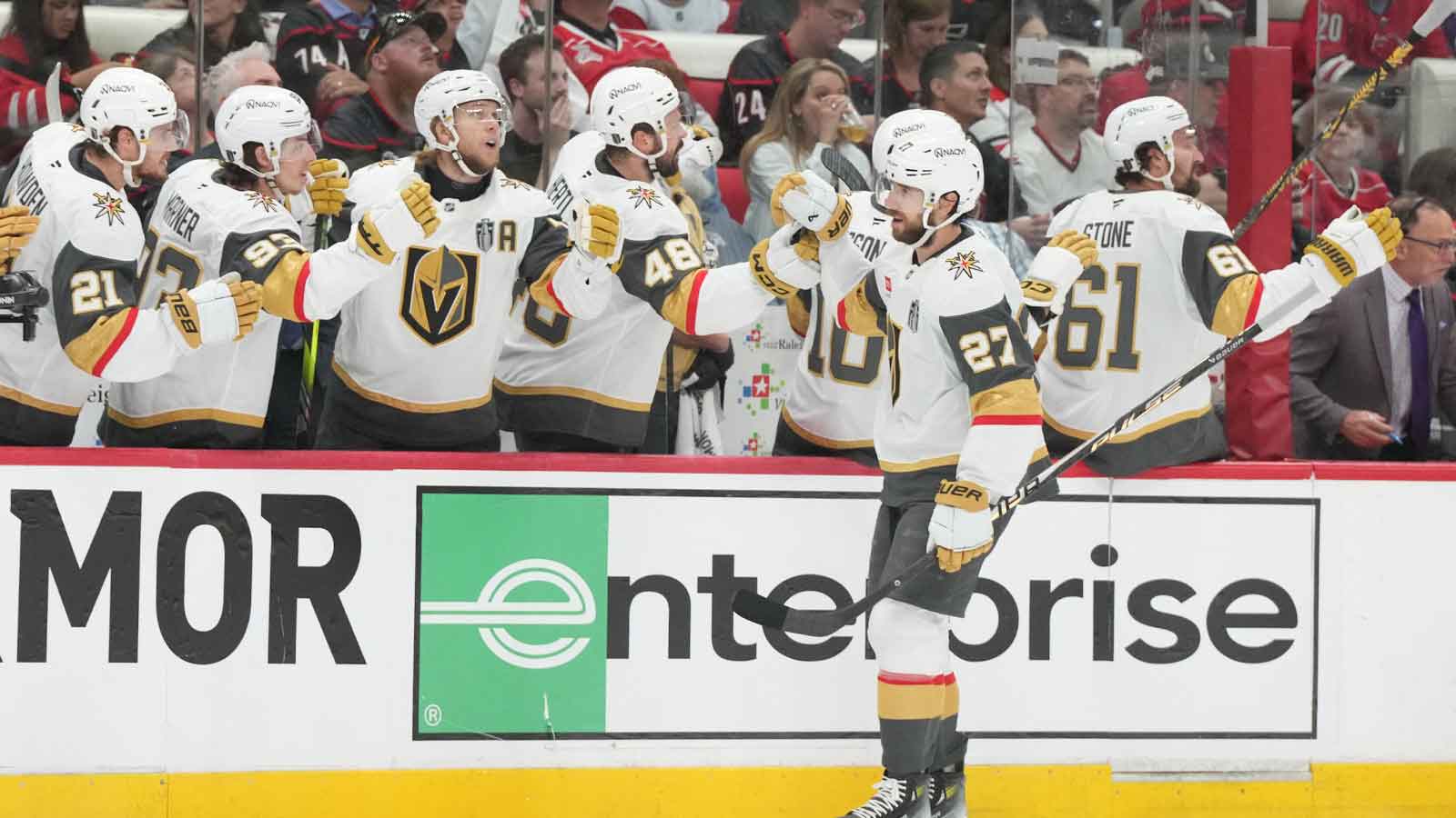 Shea Theodore toasts Golden Knights for weathering early 'storm' in Game 1