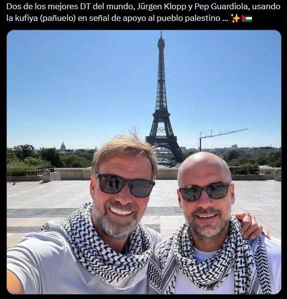 Klopp e Guardiola foram fotografados em Paris com símbolo de apoio à ...