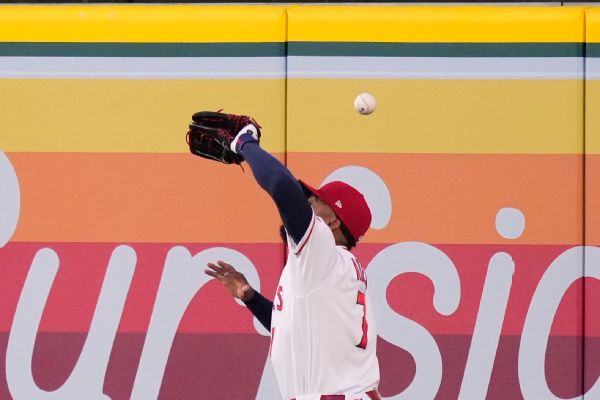 Ball bonks off Angels OF Adell's head, over fence for home run