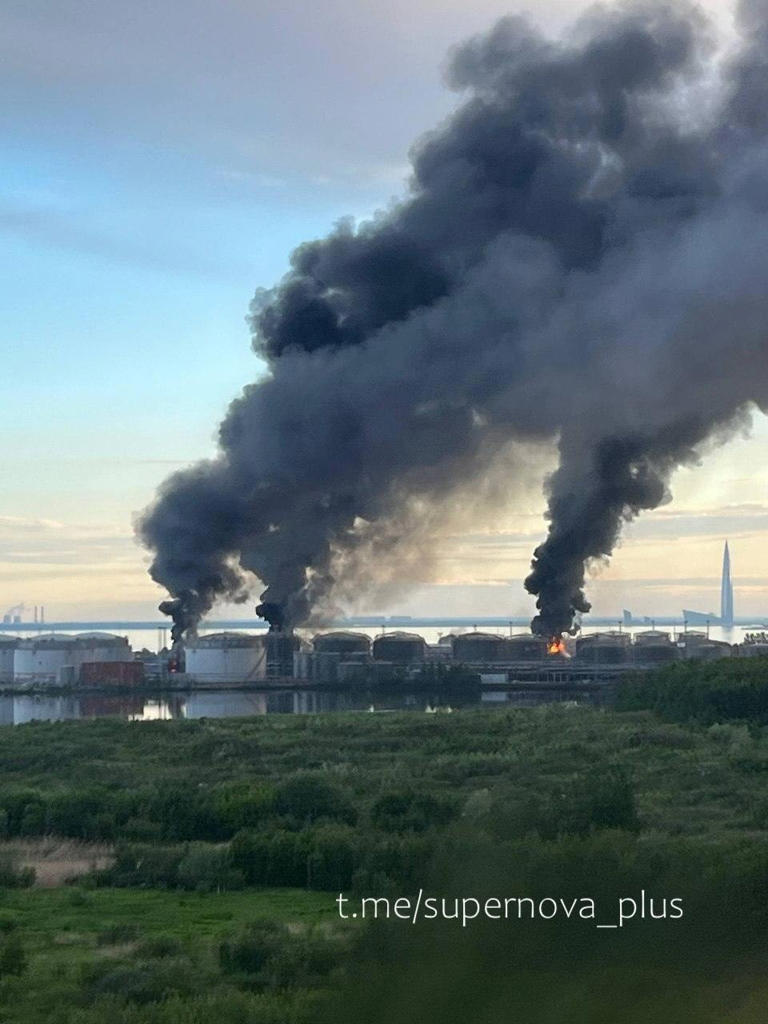 Drones strike oil terminal in St. Petersburg, triggering massive fire