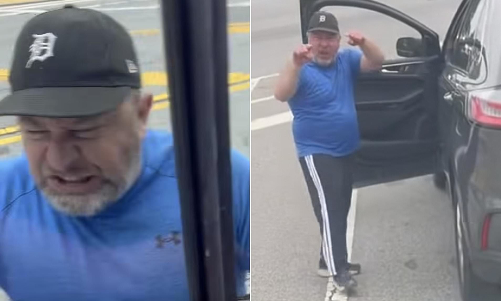 Screaming Ford driver caught on camera whacking man's truck in road ...