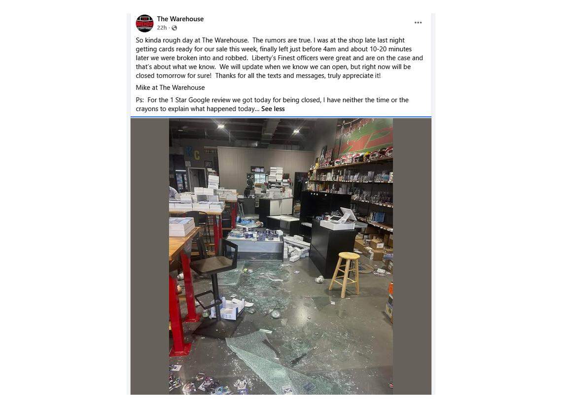 High-end, rare sports trading cards stolen from Liberty shop, police say