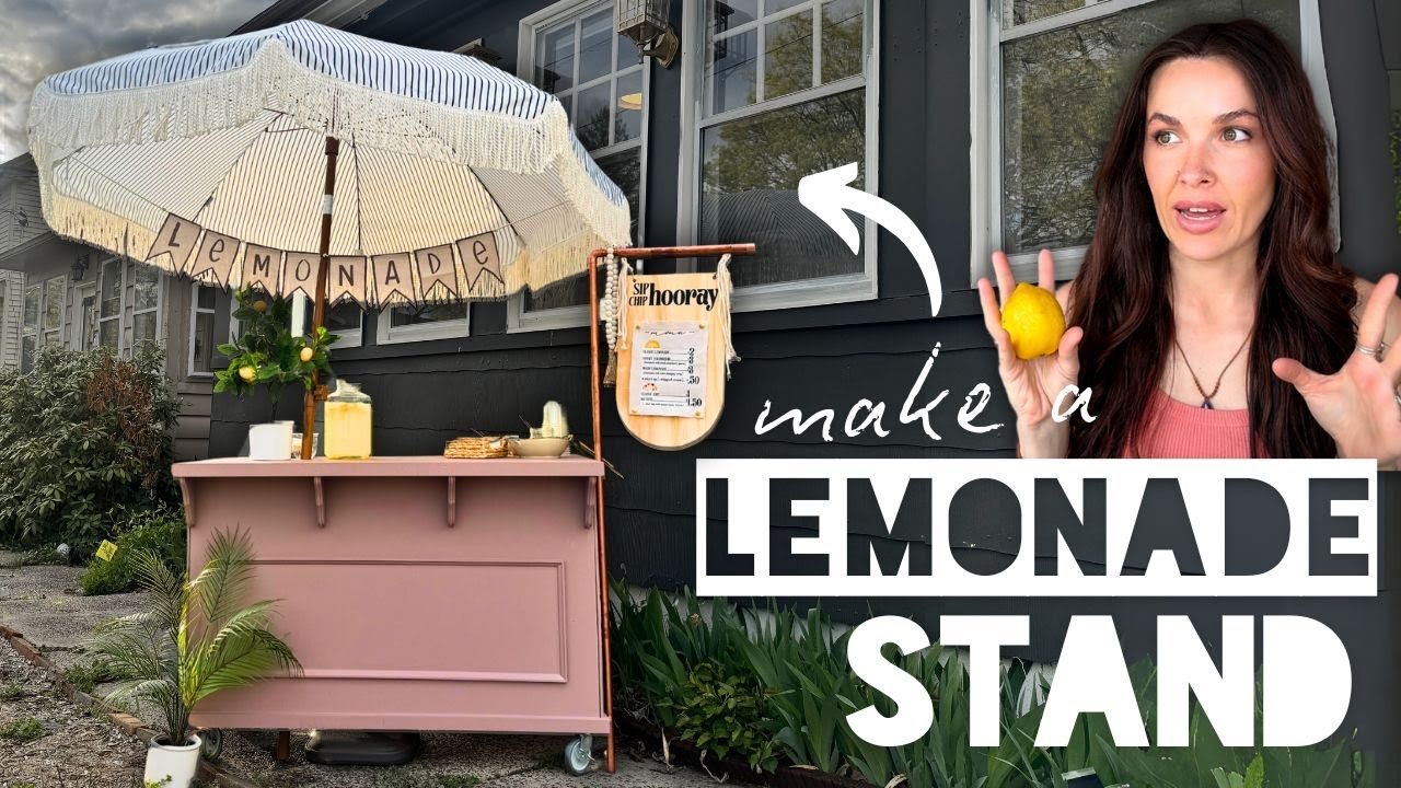 Creative DIY lemonade stand with portable foldable frame