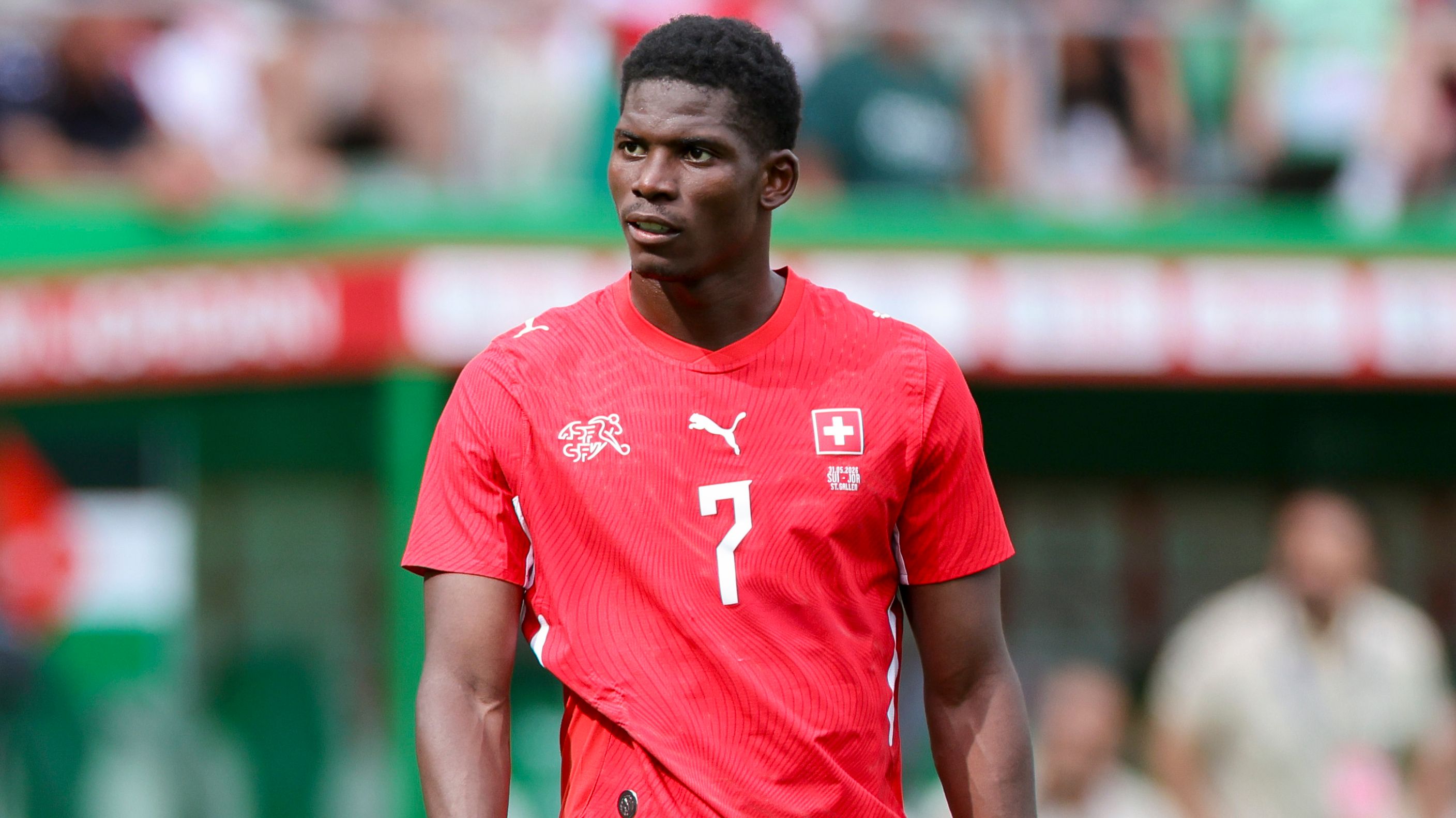 Shock as Switzerland's star forward Breel Embolo is stopped from ...