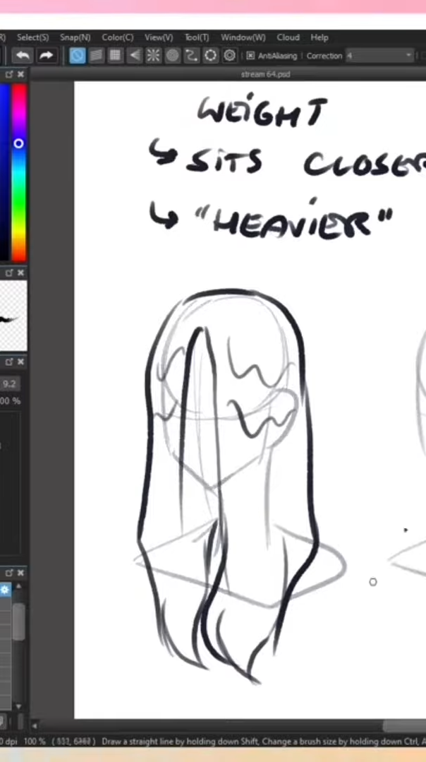 How to draw wet hair
