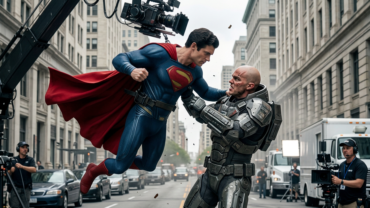 In viral clips from the film set, David Corenswet's Superman confronts ...