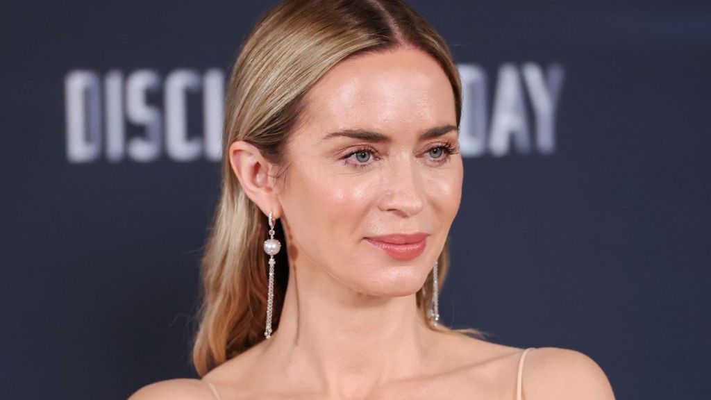 Emily Blunt's Victoria Beckham top is held up by the thinnest strings