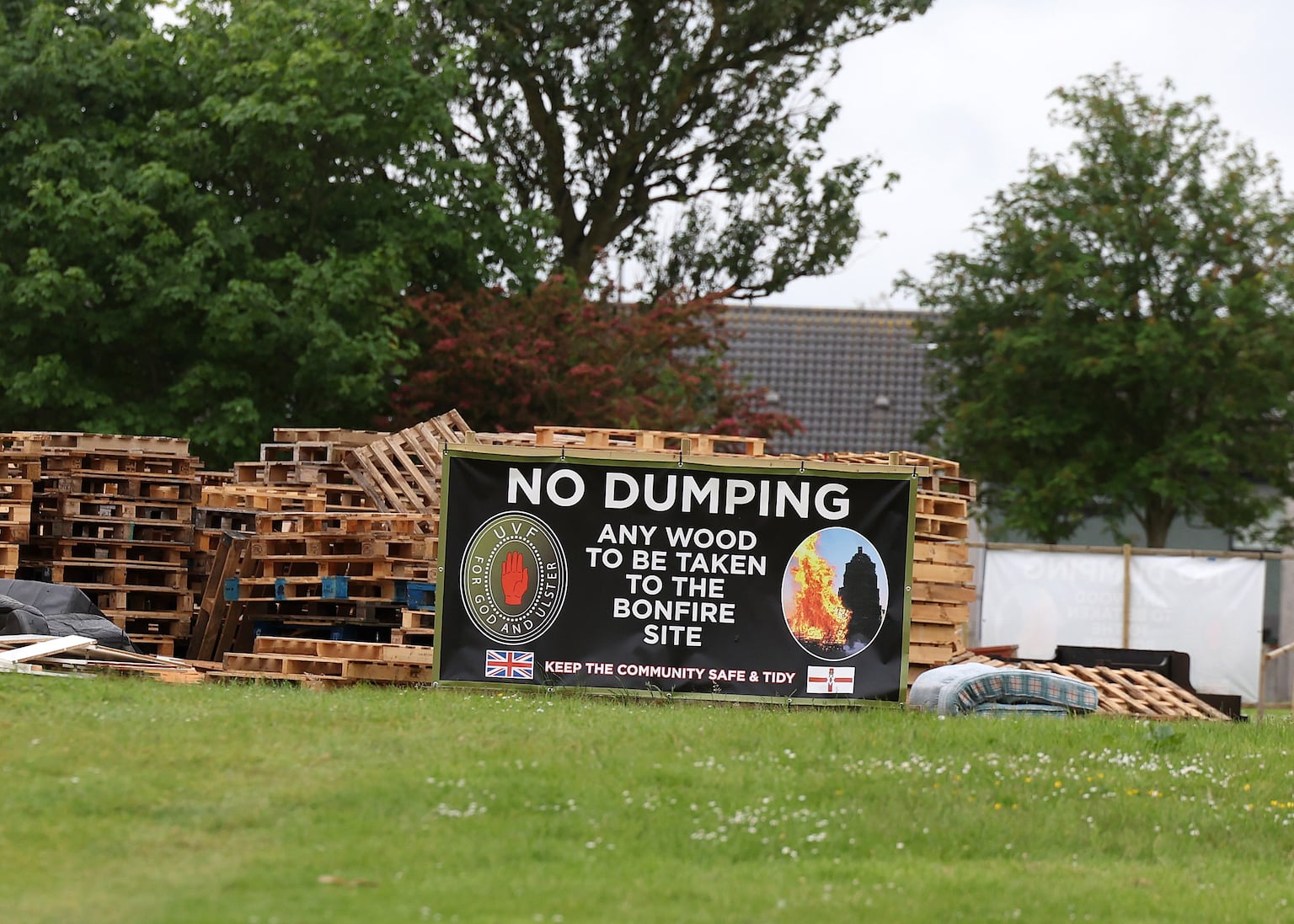 UVF display at Co Down bonfire site littered with pallets urges ...