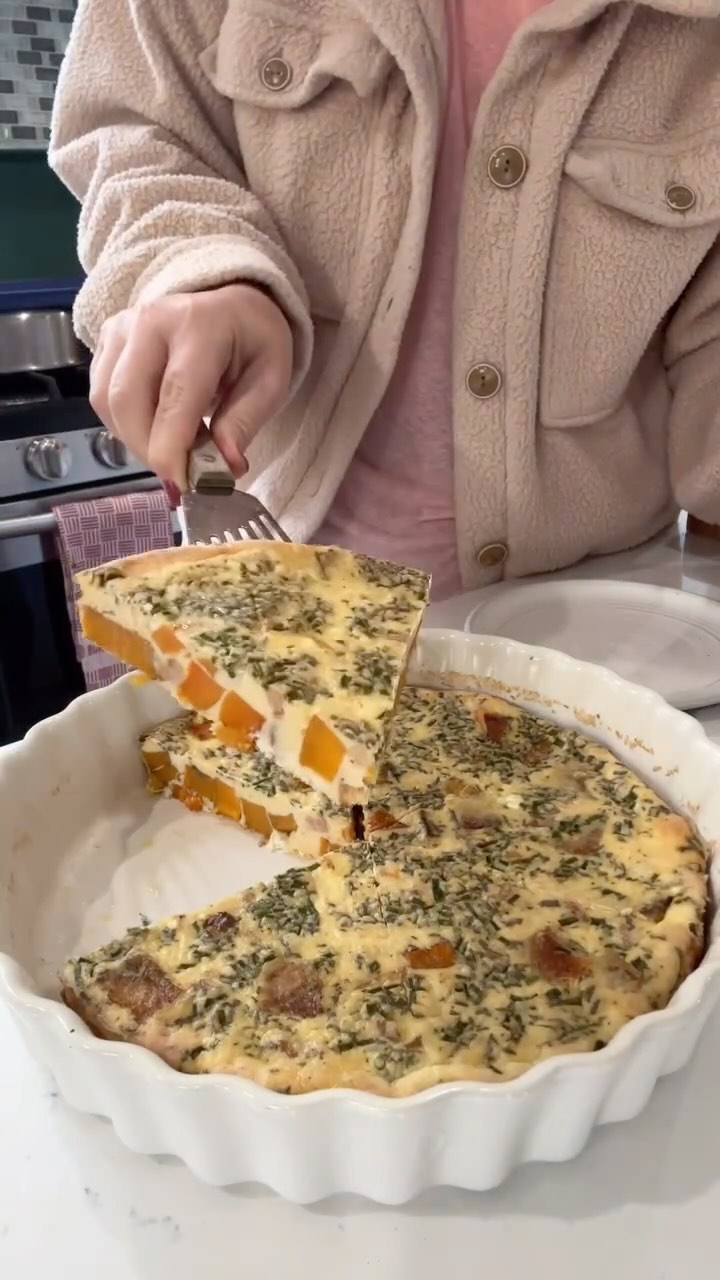 Butternut squash goat cheese and pancetta quiche