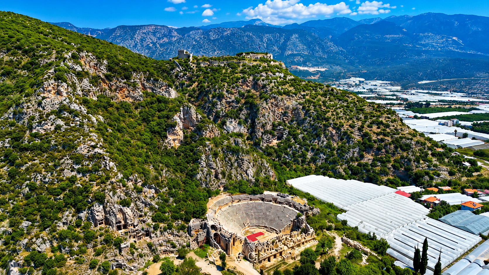 Why are these ancient tombs carved into the cliffs of Myra?