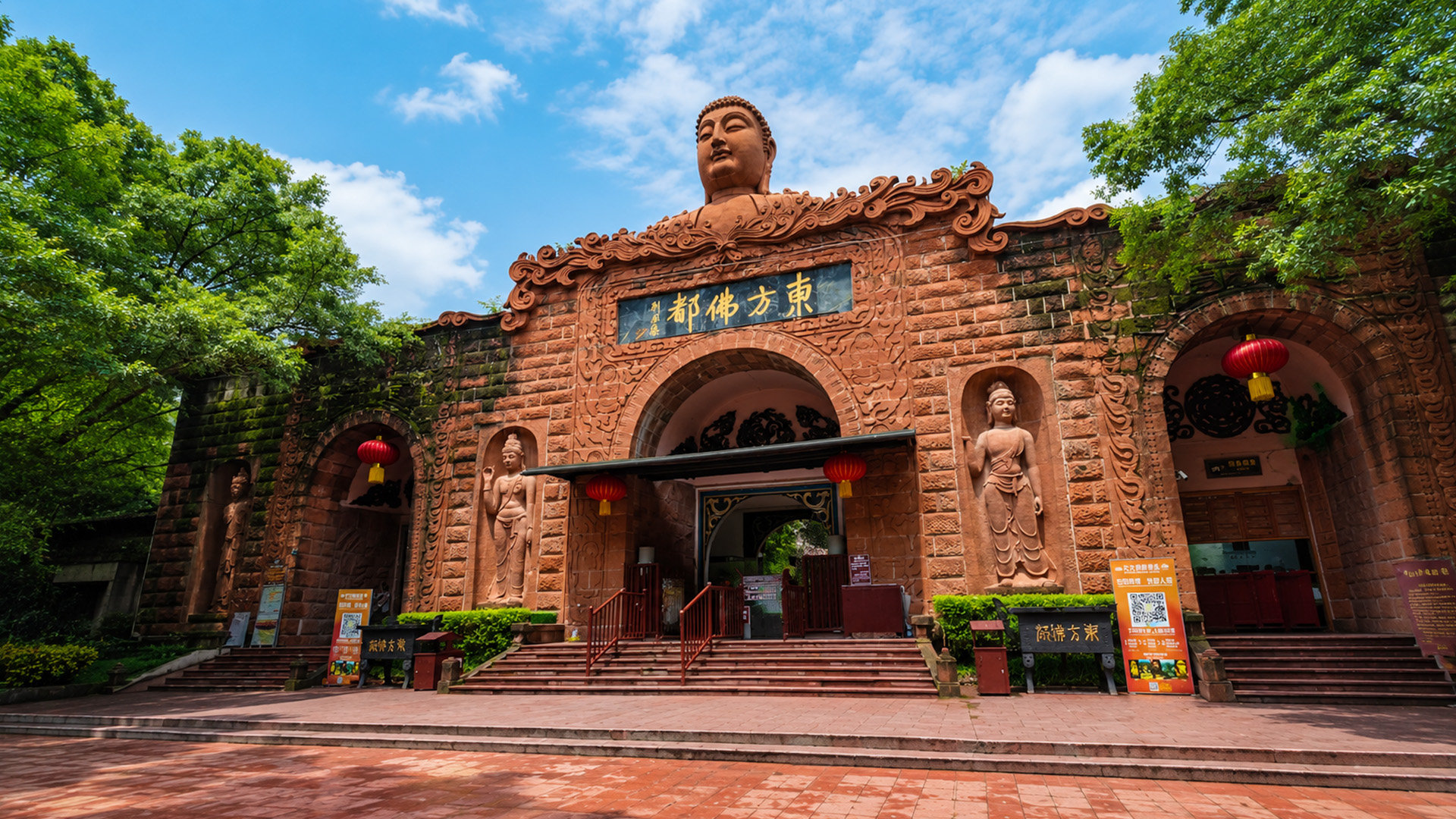What lies behind this ancient temple beneath a giant Buddha?