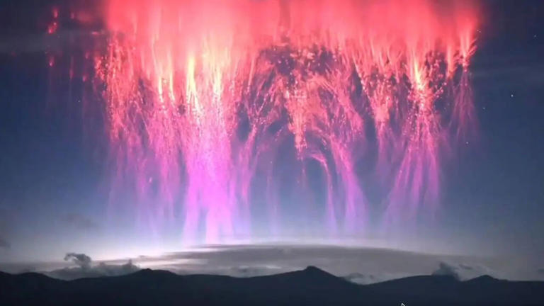 Watch: Mysterious red lights flash above Tibet during thunderstorm