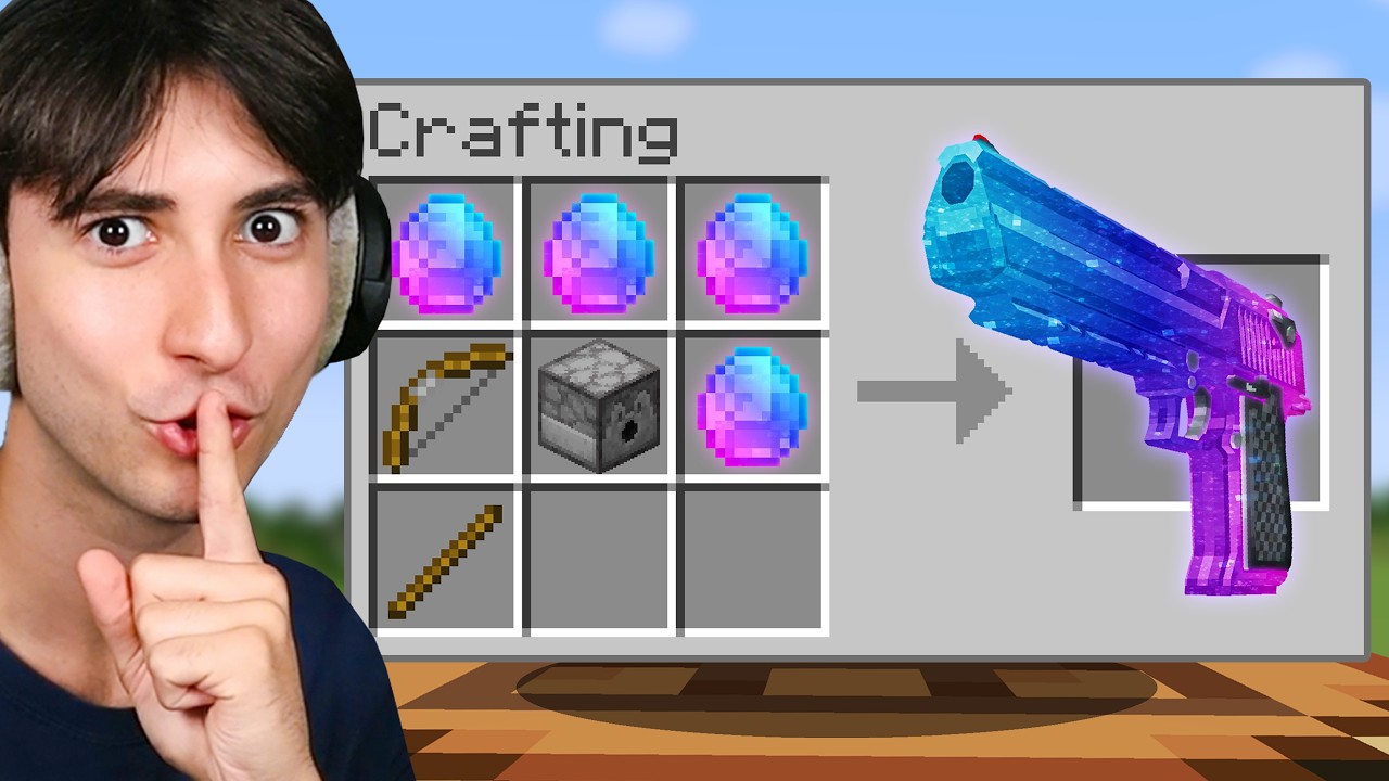Secretly crafting a super gun in Minecraft