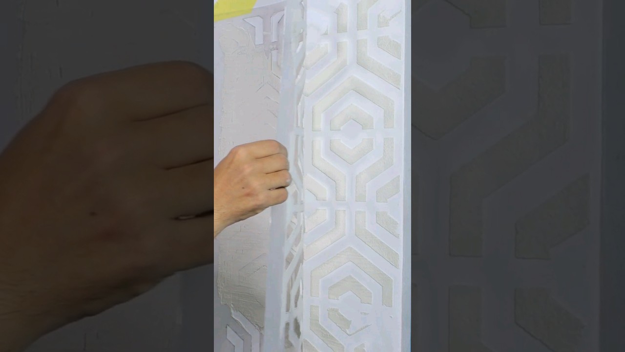 DIY modern textured wall art | geometric gold & blue stenciling tutorial
