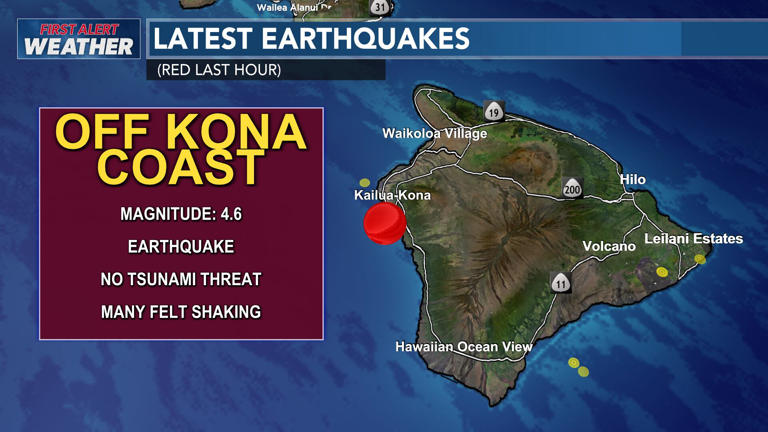 No tsunami expected after magnitude 4.6 quake off Hawaii Island