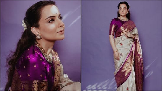 Kangana Ranaut looks straight out of a royal portrait in Kanjeevaram ...