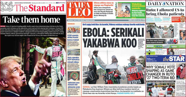 Kenya newspapers review: Ebola scare in Nairobi as foreigner ...