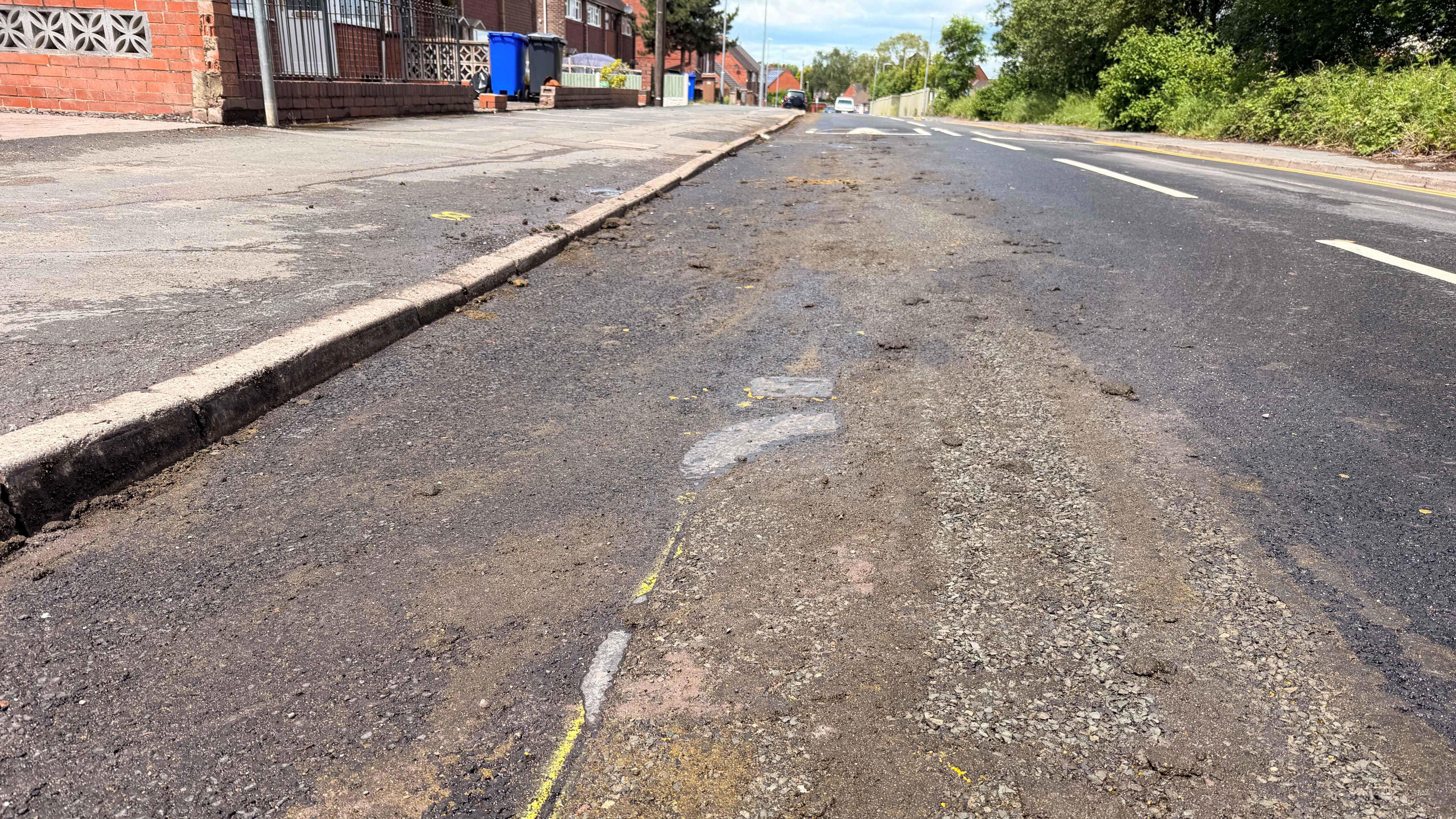 Road 'a mess' after wrong markings scrubbed off