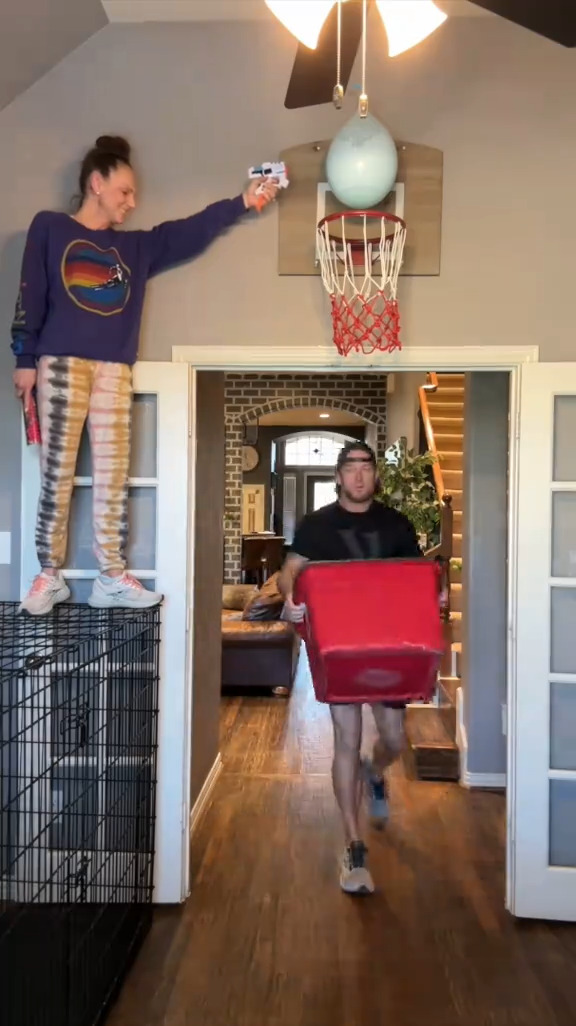 A playful balloon moment