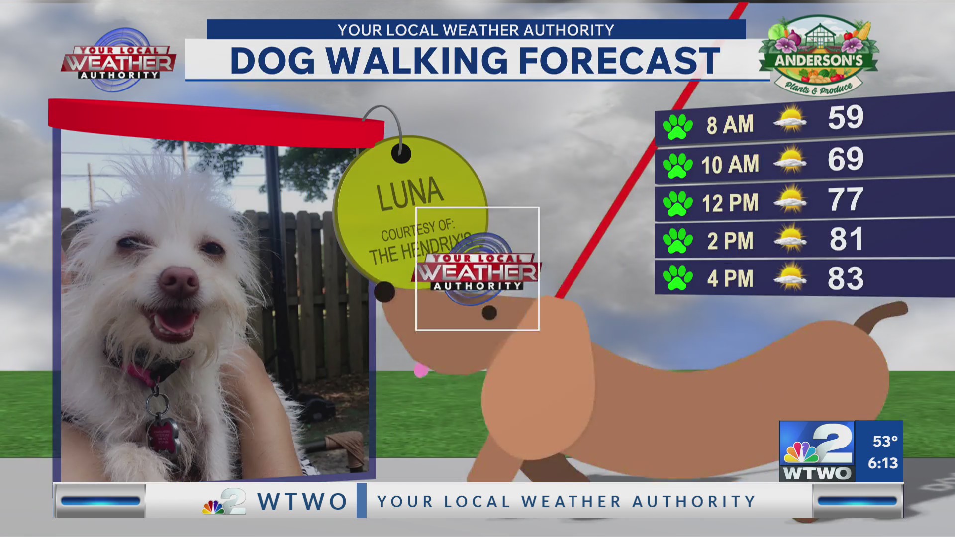 Dog walk forecast 6-3-26 Luna