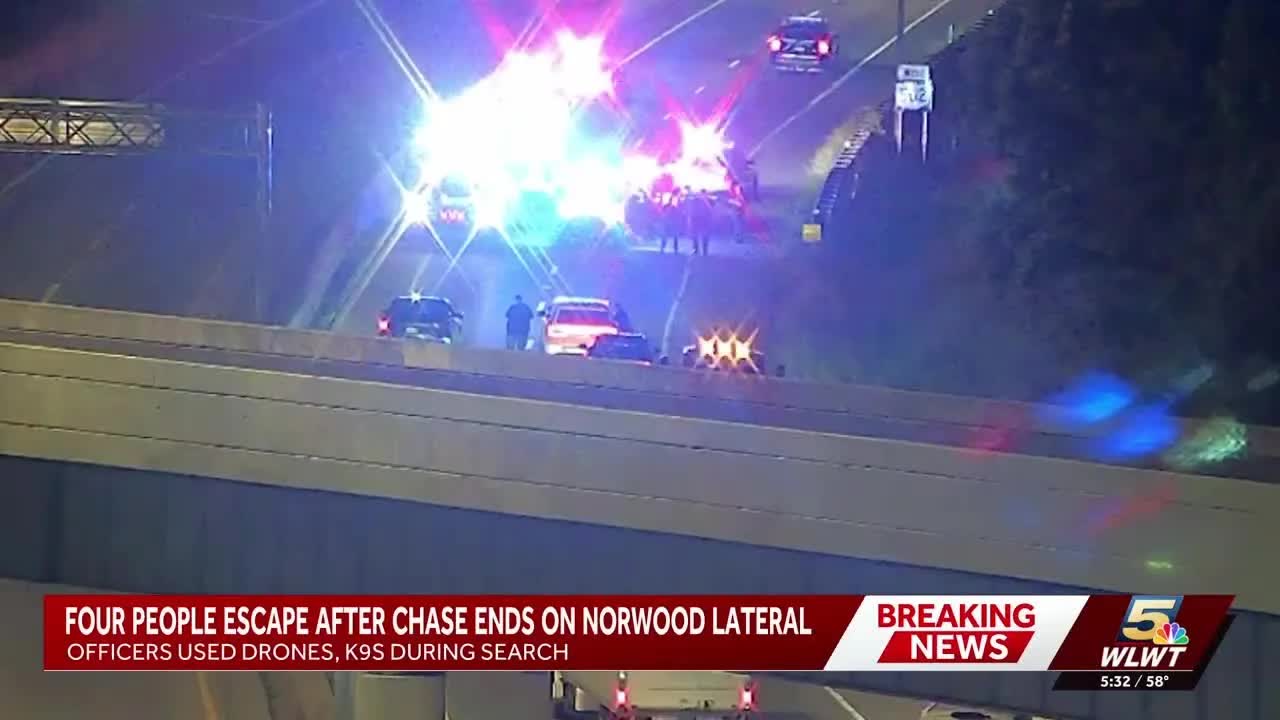 Norwood Lateral reopens after police search for car theft suspects ...