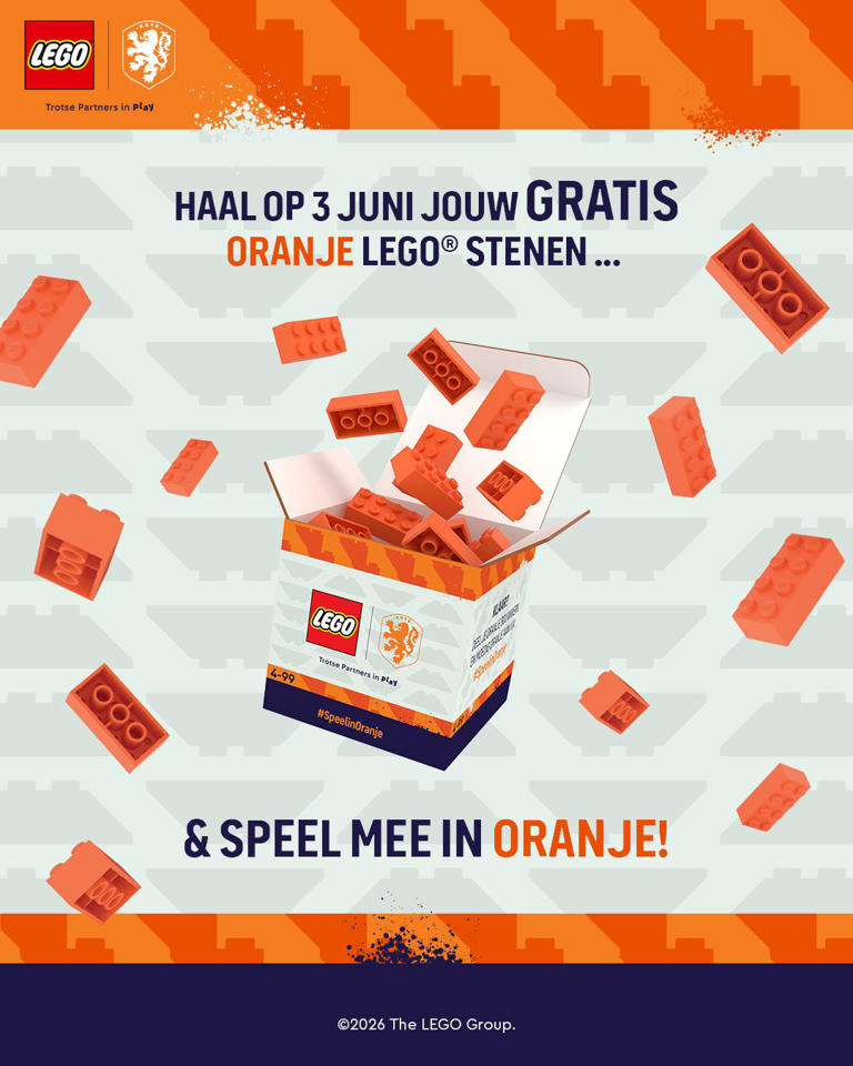 LEGO deelt vandaag gratis oranje blokjes uit voor het WK voetbal
