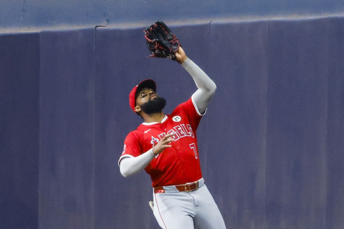 Watch: Ball bounces off head of Angels' Jo Adell for Rockies home run