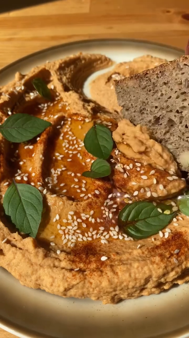 Red lentil dip bursting with flavor and texture