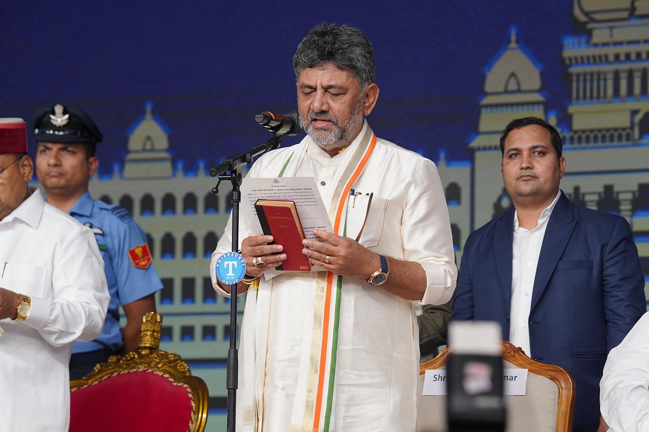 DK Shivakumar takes oath as Karnataka CM in the name of Ajjayya