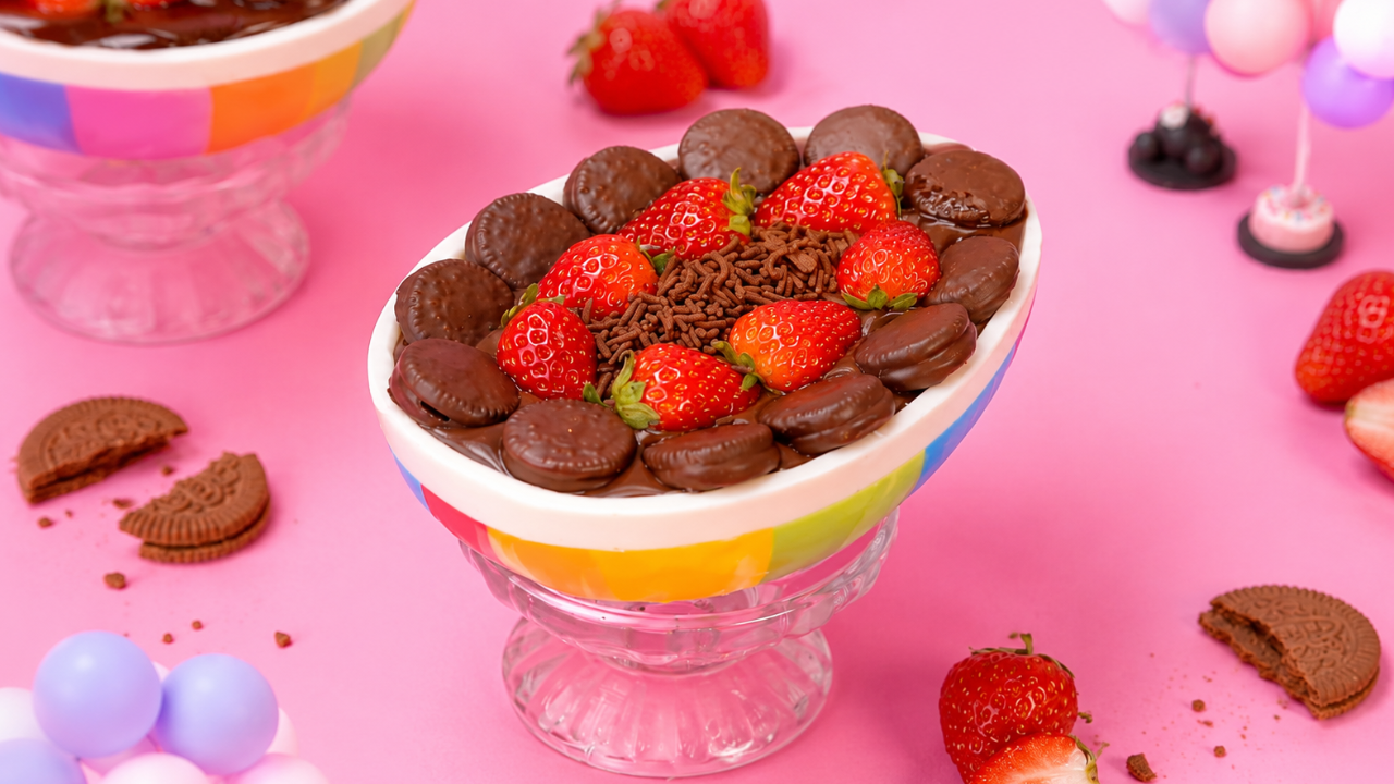 Chocolate strawberry Oreo dessert bowl