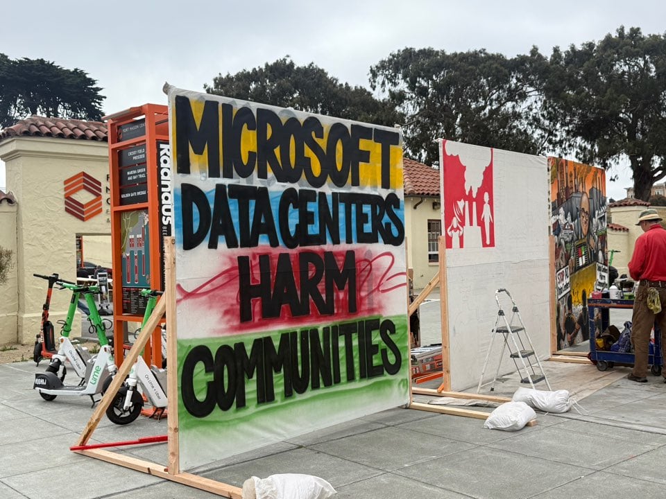 Protesters oppose Microsoft's AI data center expansion
