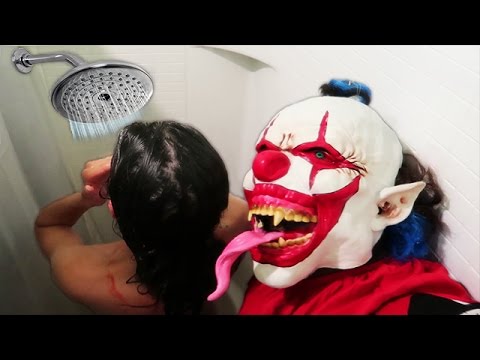 Killer clown shower prank on girlfriend