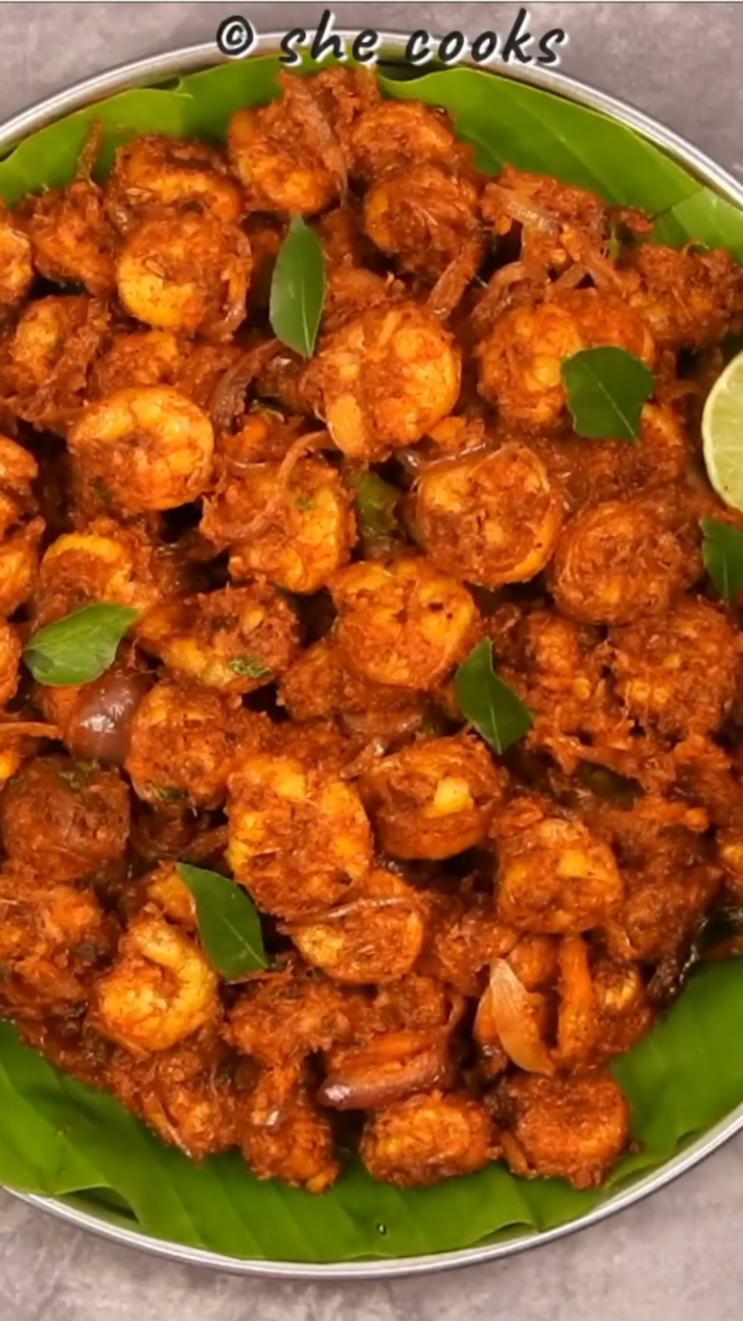 Andhra style prawns fry recipe: Royyala vepudu