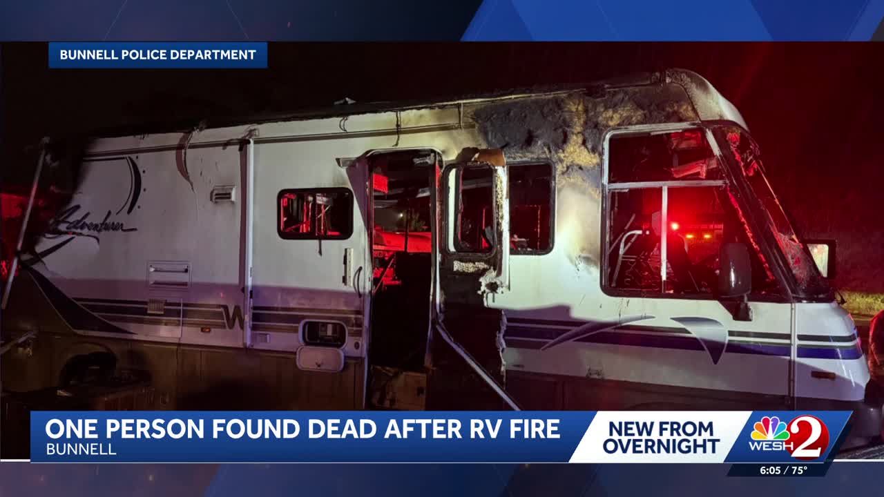 Person found dead after RV fire in Flagler County
