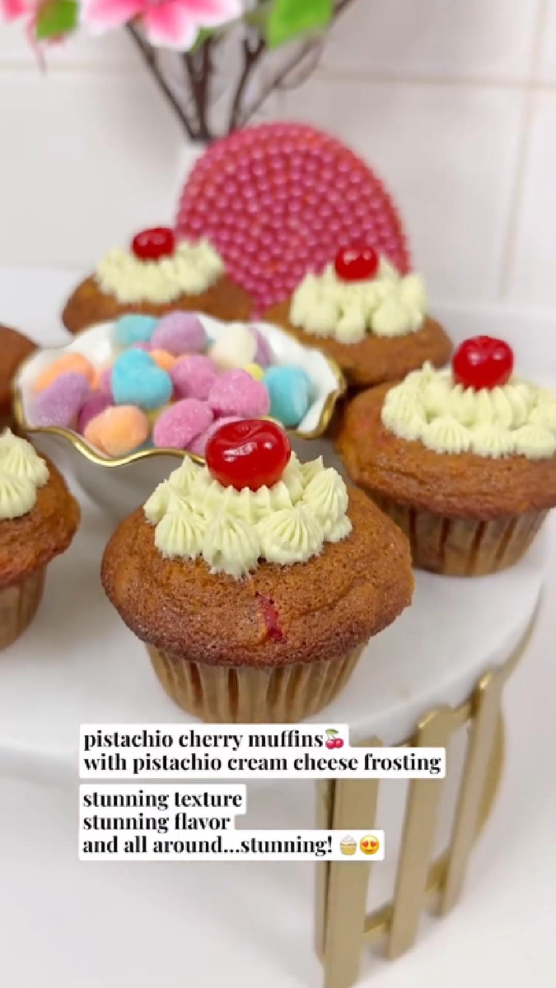 These cherry pistachio muffins are bursting with flavor