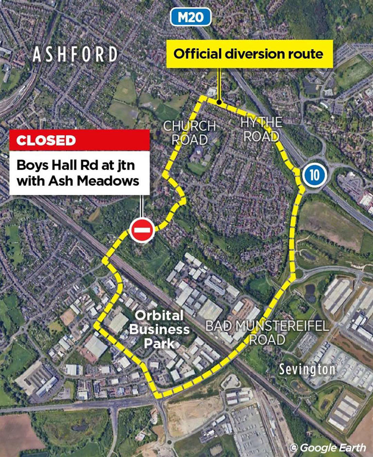 Drivers facing three-mile diversion due closure of Boys Hall Road in ...