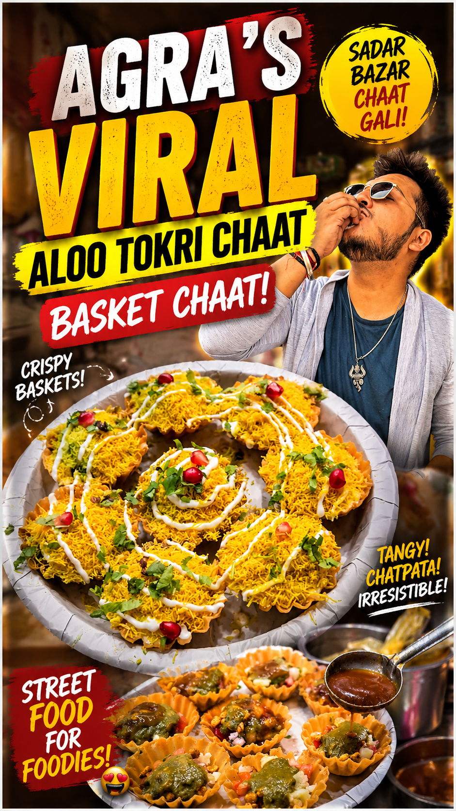 Basket chaat in Agra India | Kelaji’s viral aloo tokri chaat at Sadar ...