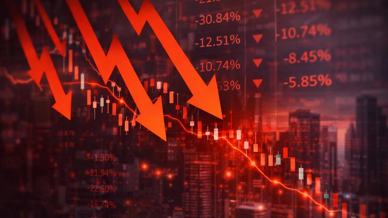 Stock market crash: Nifty, Sensex down 1%, all sectors in red: Three ...