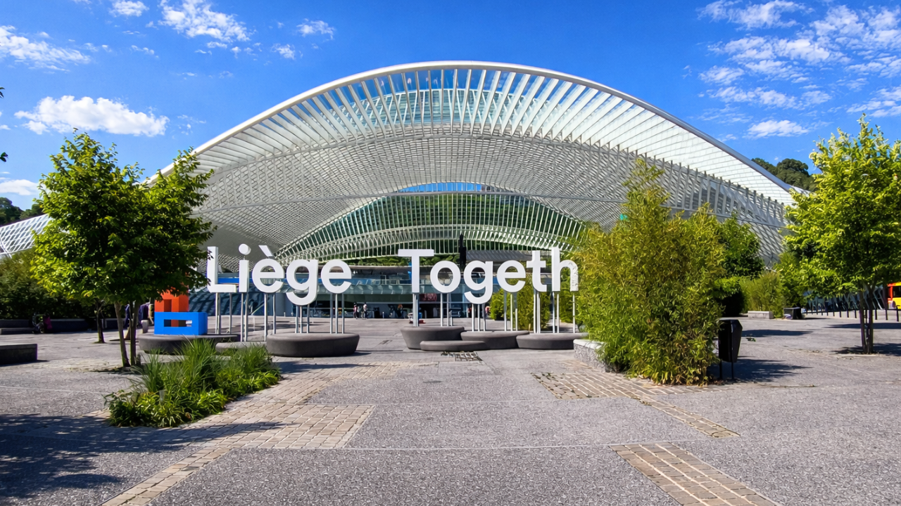 Spacer po ikonicznym węźle transportowym Liège (4K)