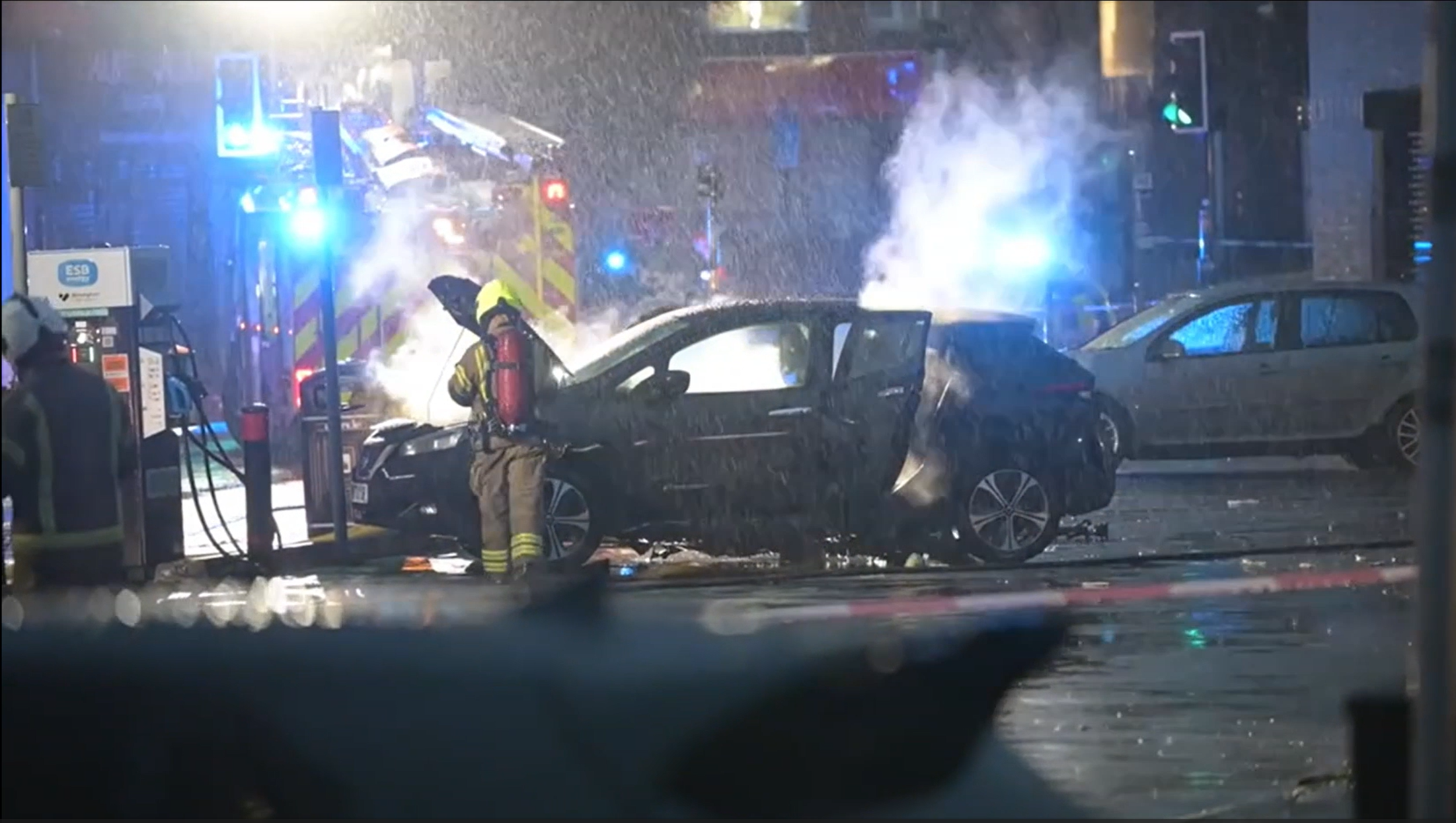 EV fire closes British high street