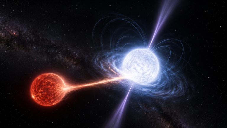 Student astronomer discovers rare white dwarf star feeding on a red ...