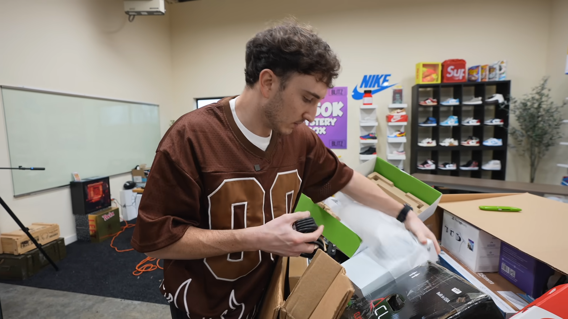 He bought a giant box of Amazon returns and the first item already ...