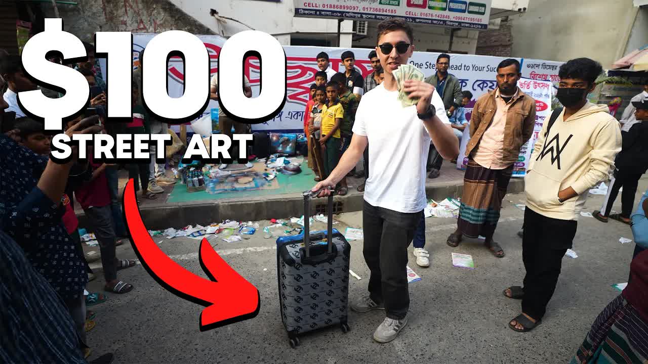 Street artist transforms a luxury Chanel suitcase in Bangladesh