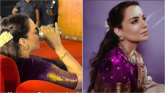 Kangana Ranaut drinks water from silver glass for ‘pitta balance ...