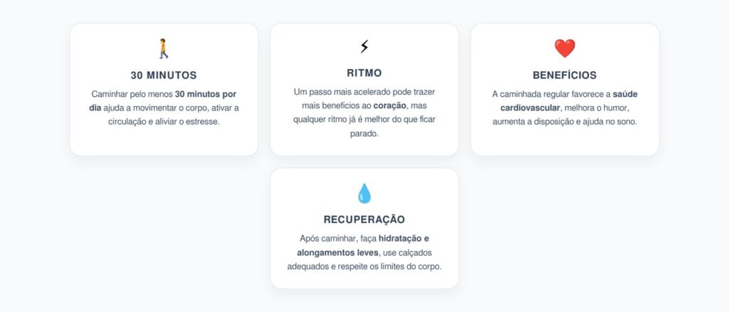 A caminhada deve durar pelo menos 30 minutos por dia, e depois disso ...